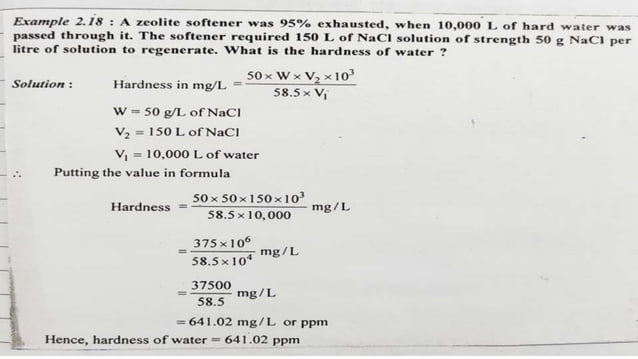Solved Numericals on Water Analysis: EDTA Method, Clark Method, Lime ...