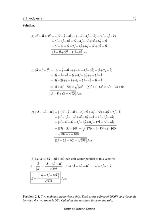 Physics Notes: Solved numerical of Physics first year | PDF