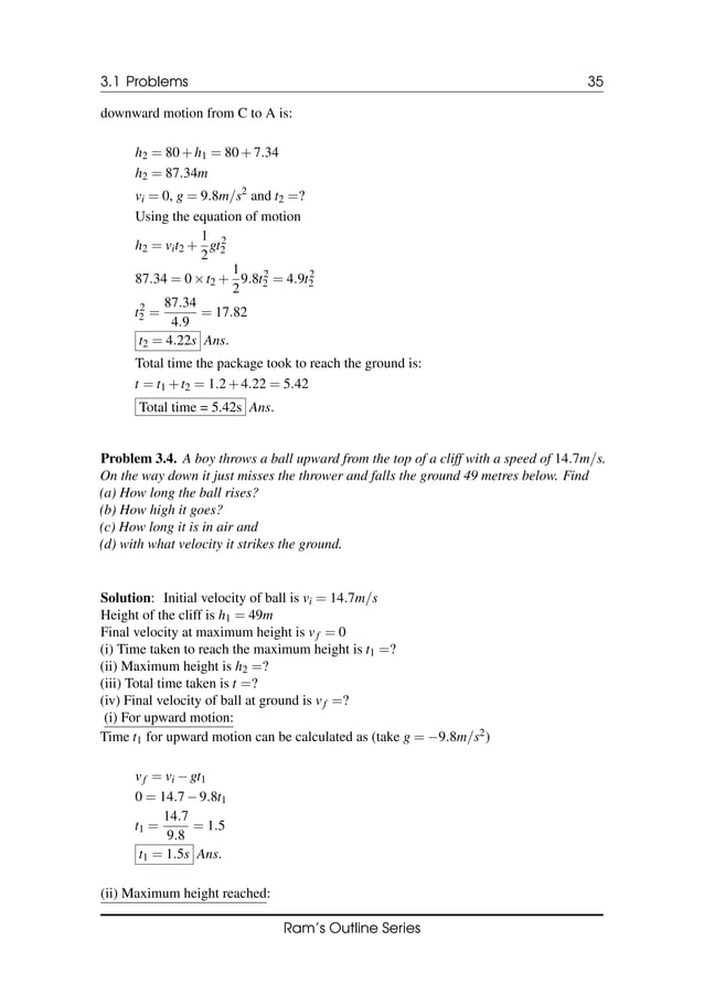 Physics Notes: Solved numerical of Physics first year | PDF