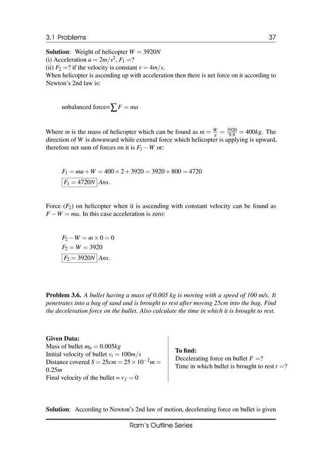 Physics Notes: Solved numerical of Physics first year | PDF