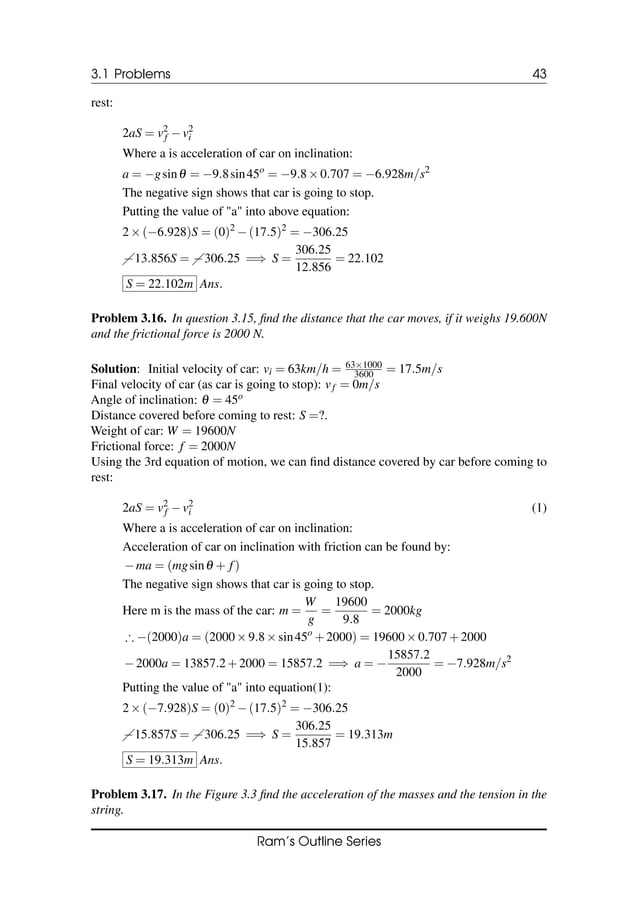 Physics Notes: Solved numerical of Physics first year | PDF