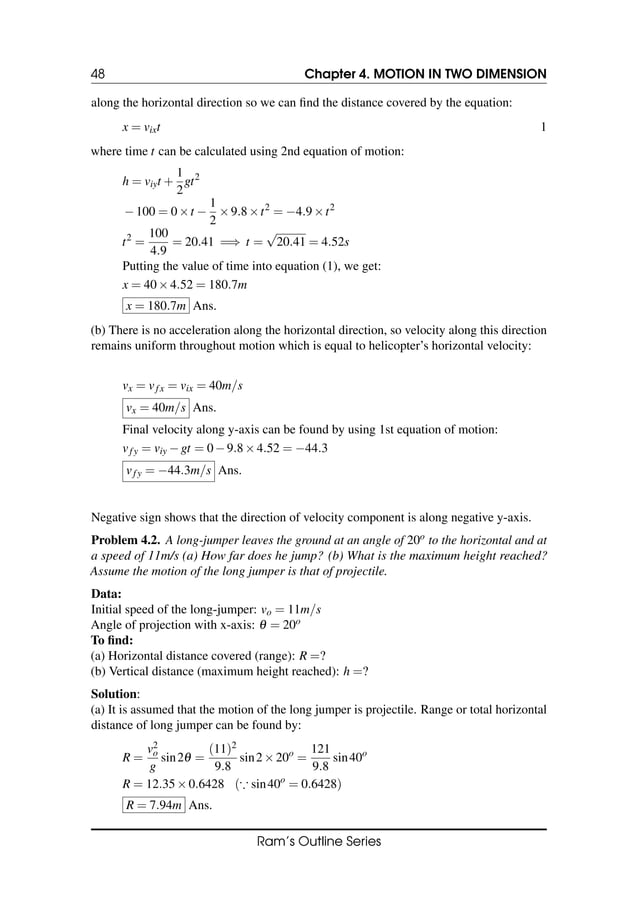 Physics Notes: Solved numerical of Physics first year | PDF