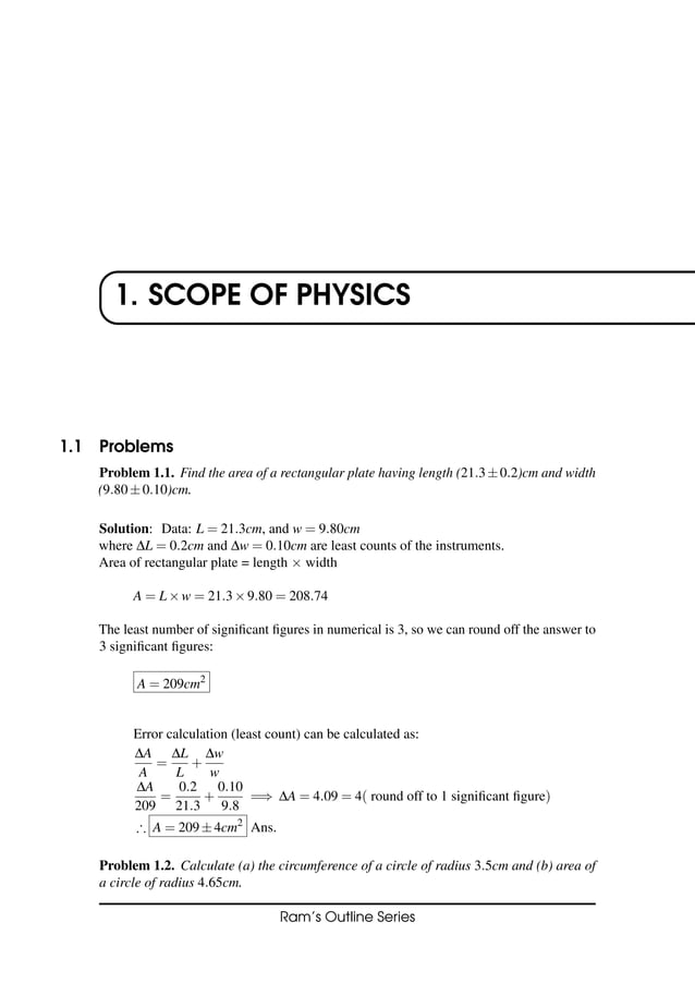 Physics Notes: Solved numerical of Physics first year | PDF