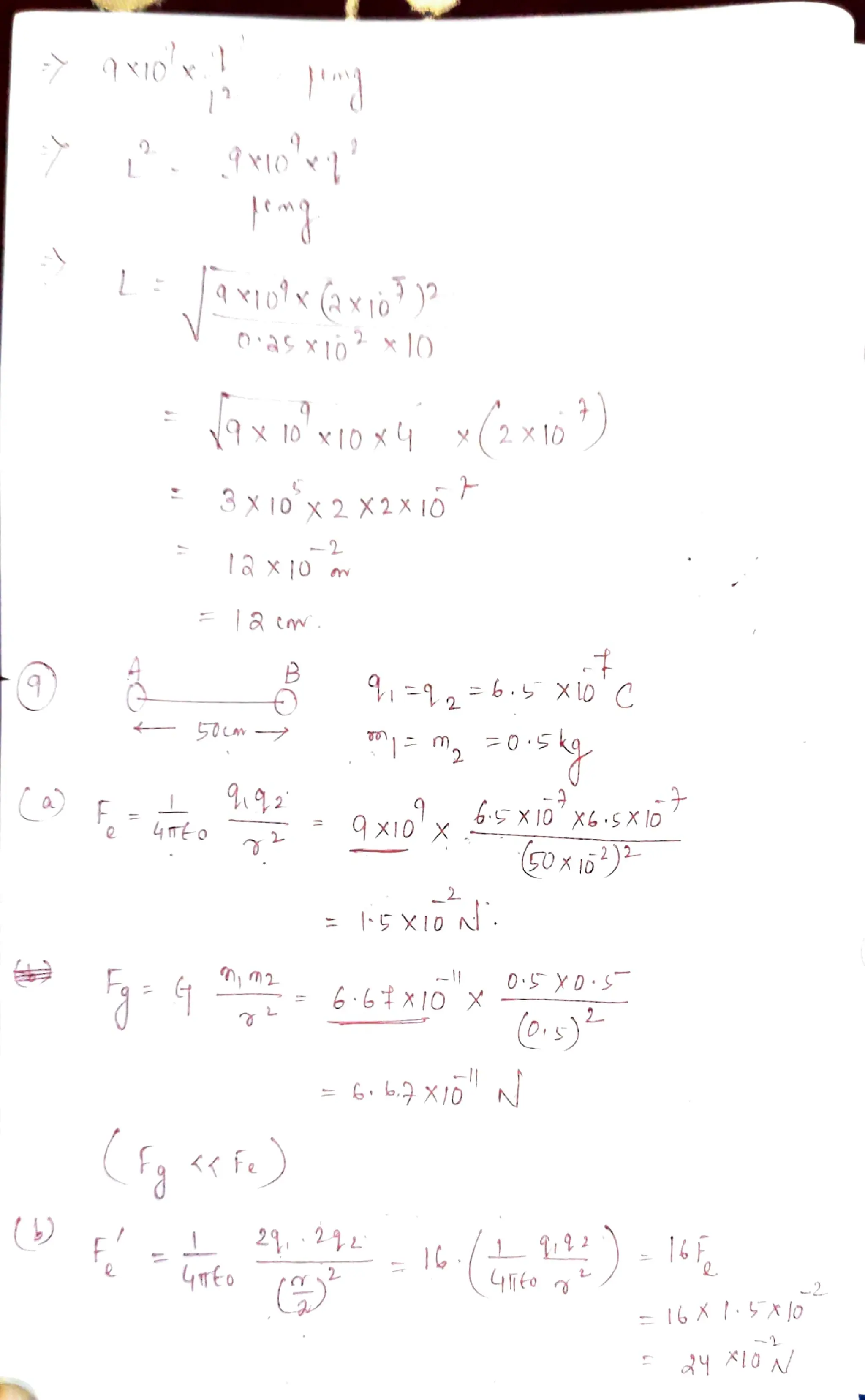 Numericals (Coulomb's law).pdf potential | PDF