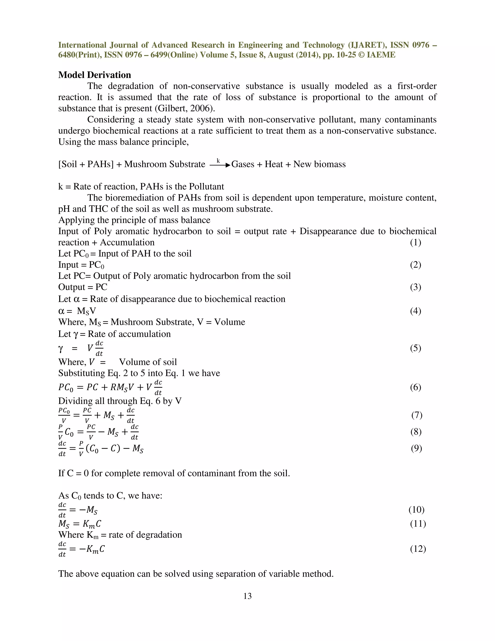 Numerical simulation of bioremediation of poly aromatic hydrocarbon polluted | PDF
