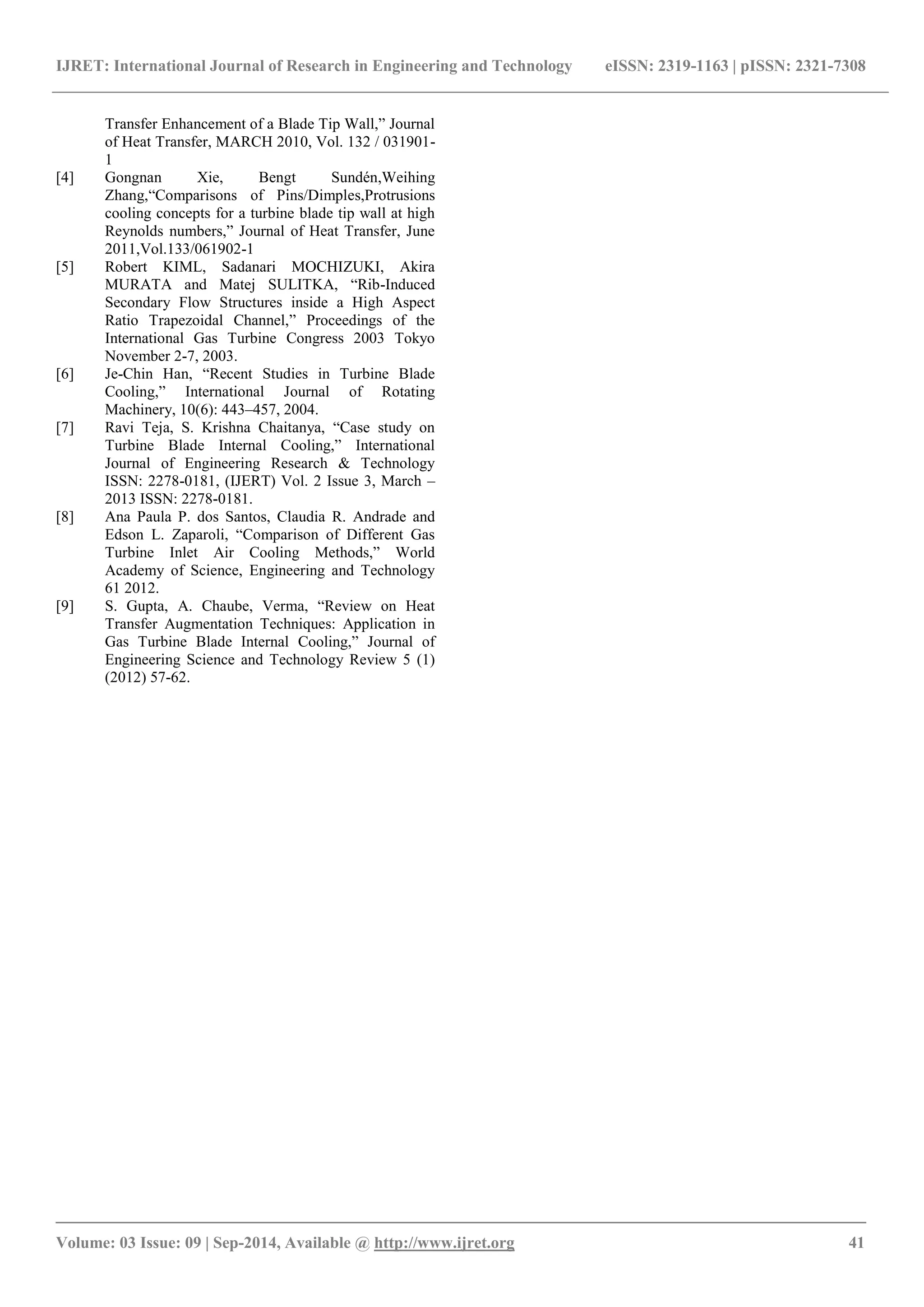 Numerical Simulation Of Gas Turbine Blade Cooling For Enhancement Of