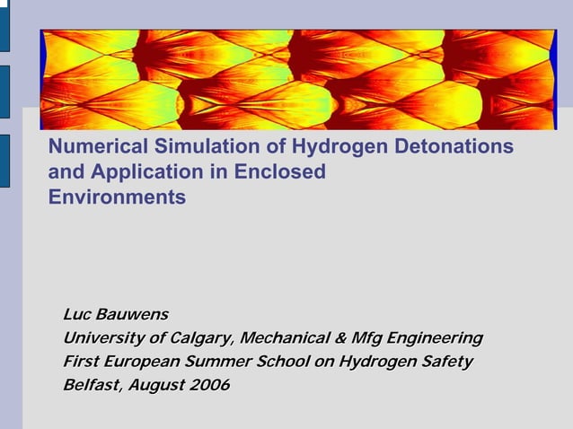 Numerical simulation of hydrogen detonations | PPT