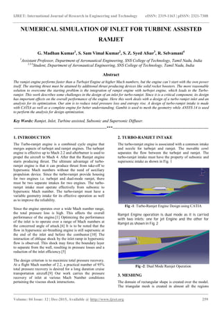 Numerical simulation of inlet for turbine assisted ramjet | PDF