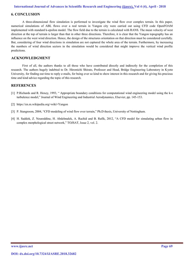 Numerical Simulation Of Wind Flow Over Complex Terrain Yangon City Pdf