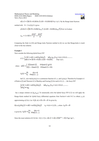 Numerical solution of fuzzy hybrid differential equation by third order runge kutta nystrom ...