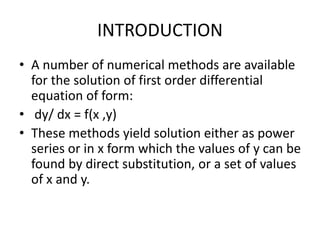 Numerical solution of ordinary differential equation | PPTX