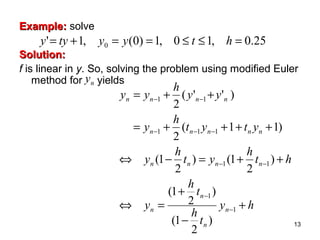 Numerical solution of ordinary differential equations GTU CVNM PPT | PPT