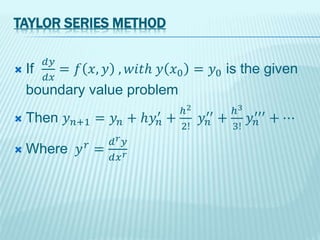 Numerical solution of ordinary differential equations | PPTX