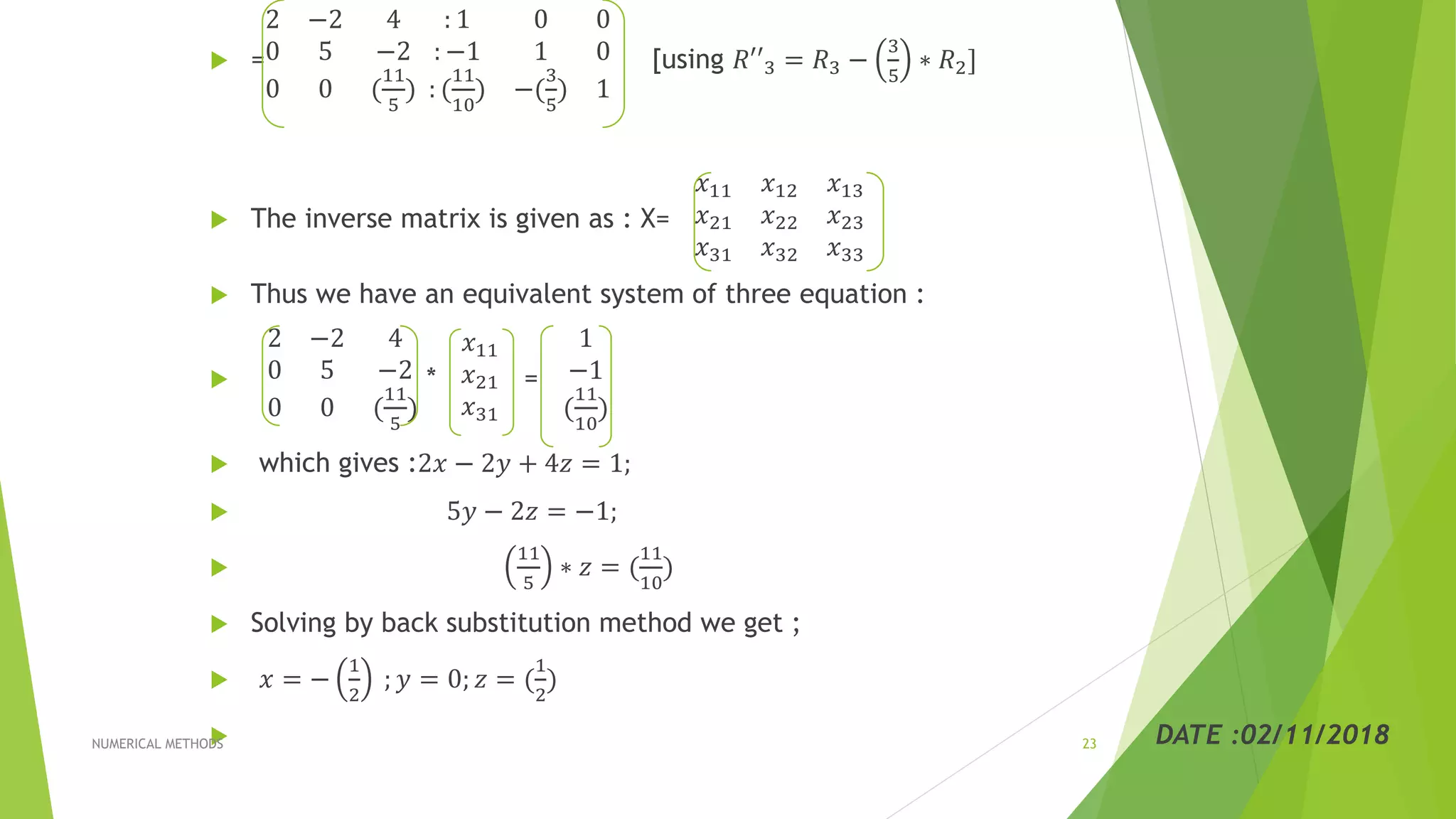 Numerical Solution Of System Of Linear Equations Pptx Physics Science