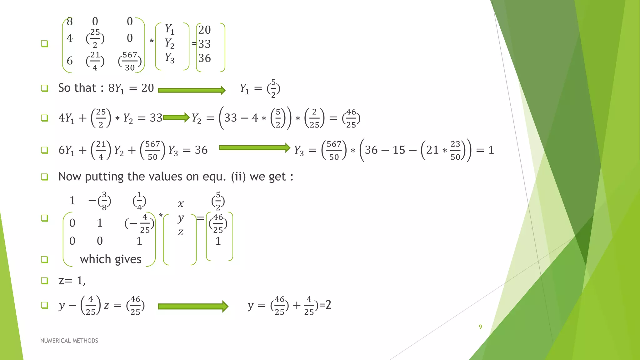 Numerical Solution Of System Of Linear Equations Pptx Physics Science