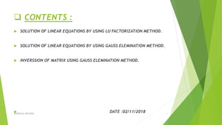 Numerical solution of system of linear equations | PPTX