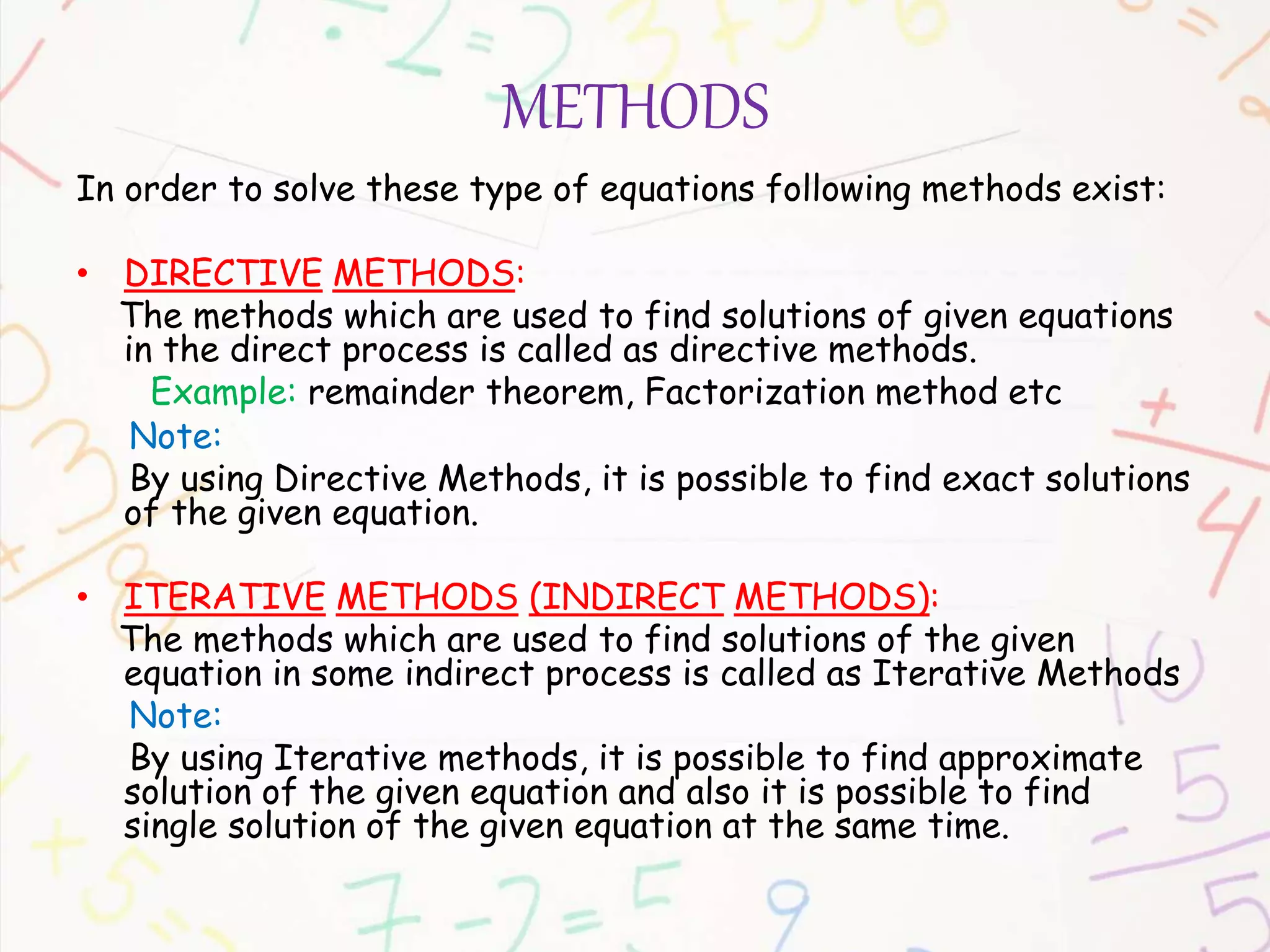 Numerical solutions of algebraic equations | PPTX