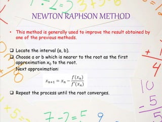 Numerical solutions of algebraic equations | PPTX