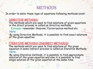Numerical solutions of algebraic equations | PPTX