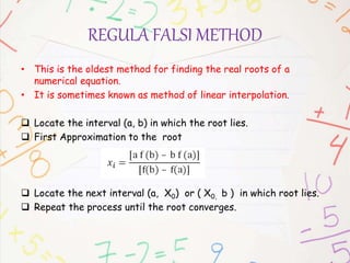 Numerical solutions of algebraic equations | PPTX