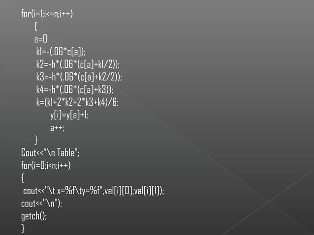 Numerical Solution Using Runge Kutta With Programming In C Ppt
