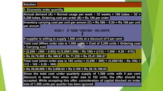 Numericals on eoq | PPTX