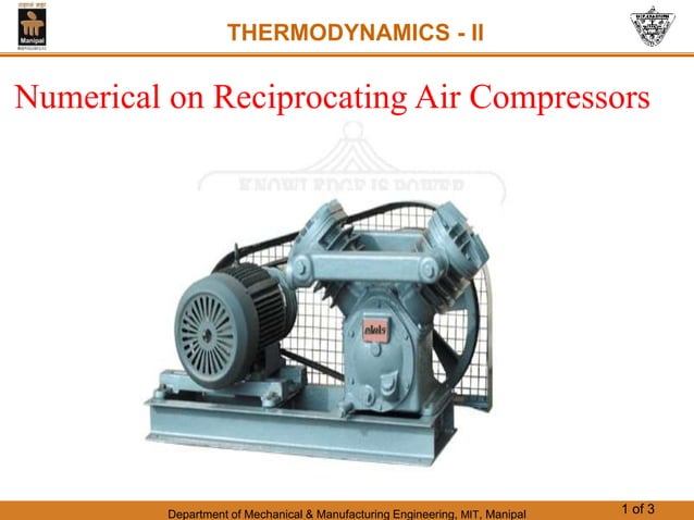 Numericals on Raciprocating air compressor.ppt | Physics | Science