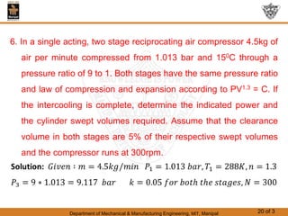 Numericals on Raciprocating air compressor.ppt