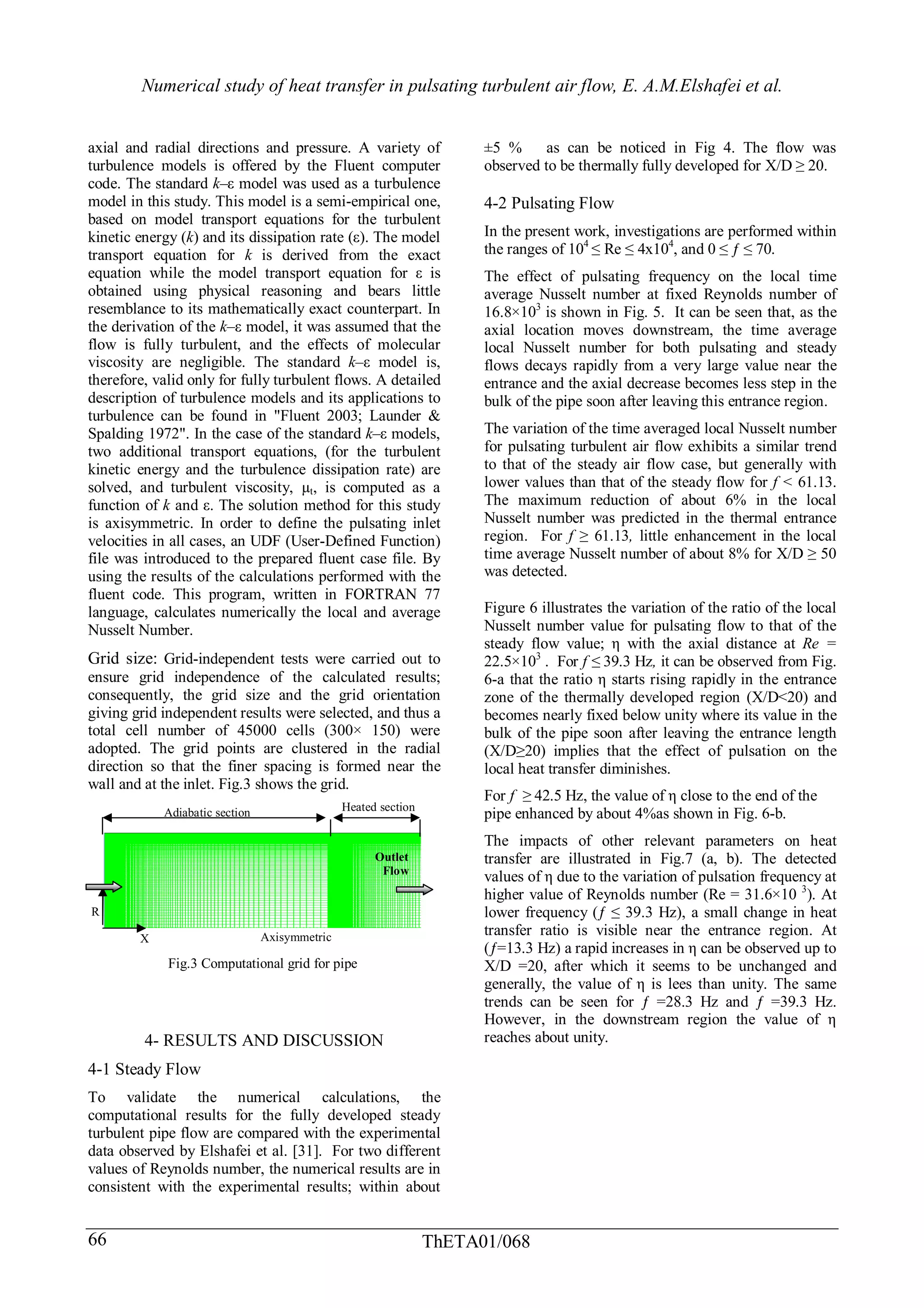 Numerical study of heat transfer in pulsating turbulent air flow | PDF