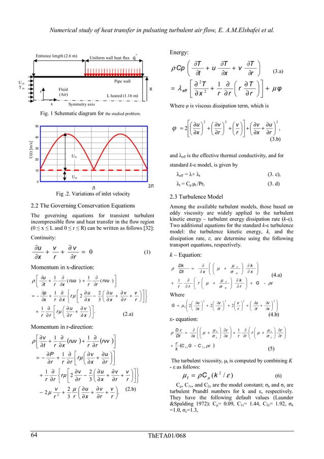 Numerical study of heat transfer in pulsating turbulent air flow | PDF