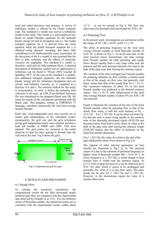 Numerical study of heat transfer in pulsating turbulent air flow | PDF