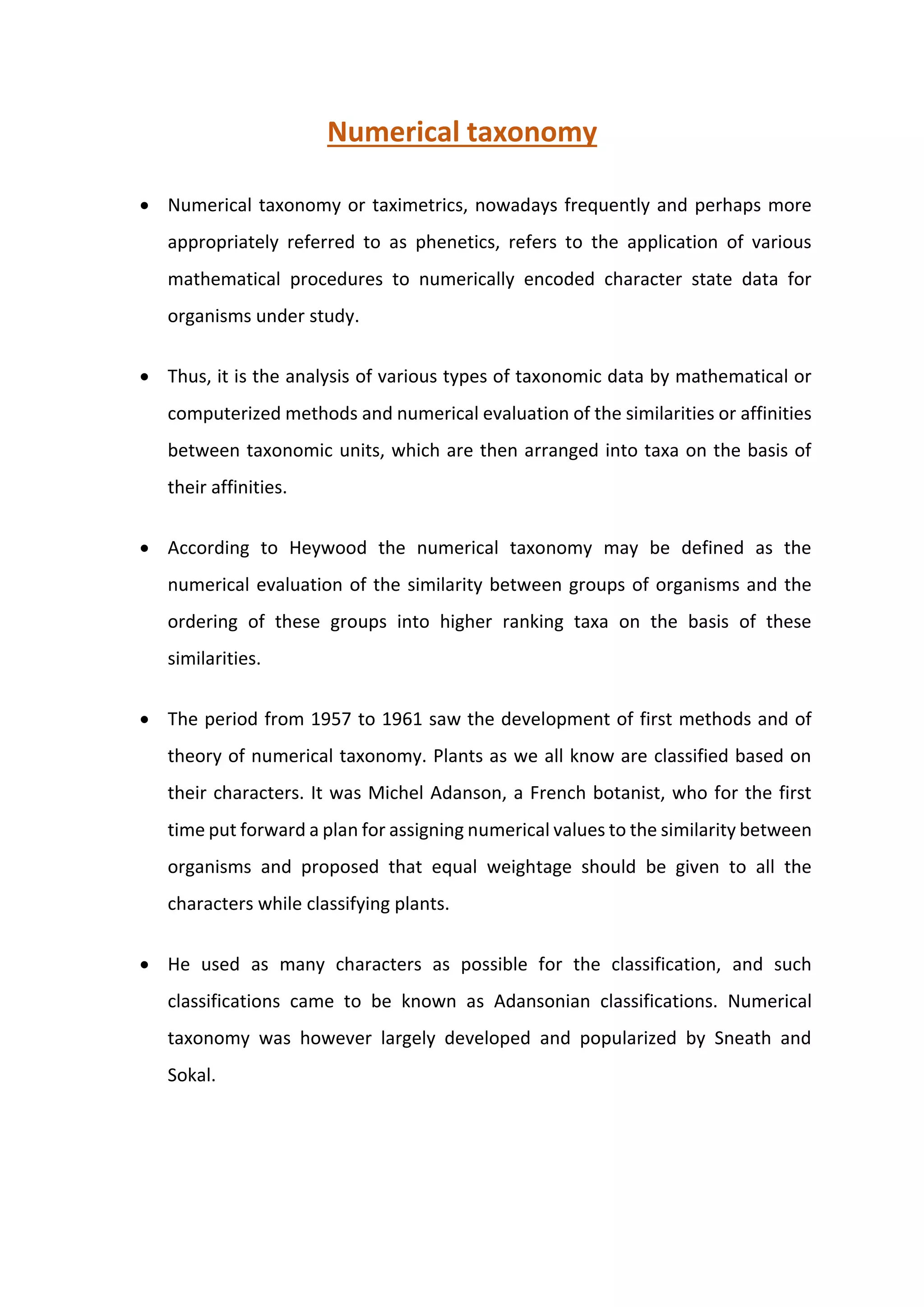 Numerical taxonomy | PDF