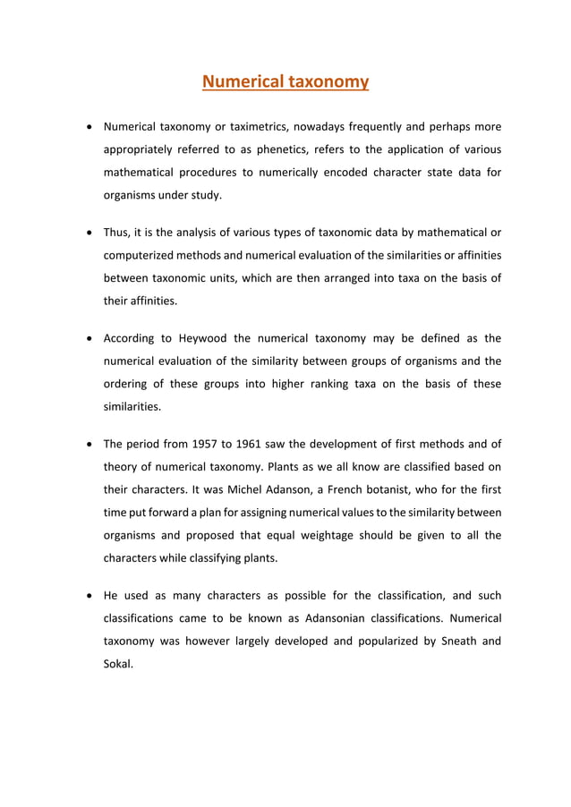 Numerical taxonomy | PDF