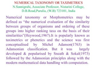 Numerical taxonomy or taximetrics | PDF
