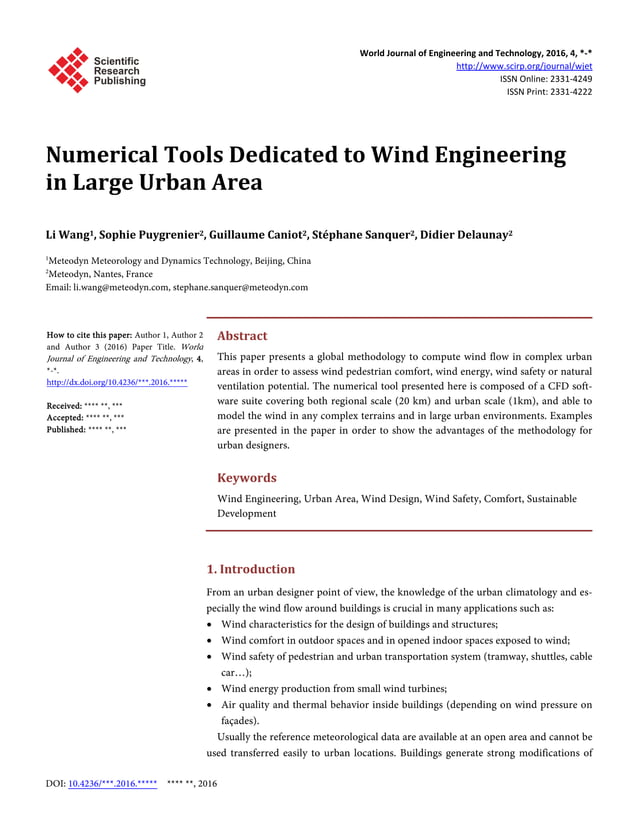 Numerical tools dedicated to wind engineering Meteodyn | PDF