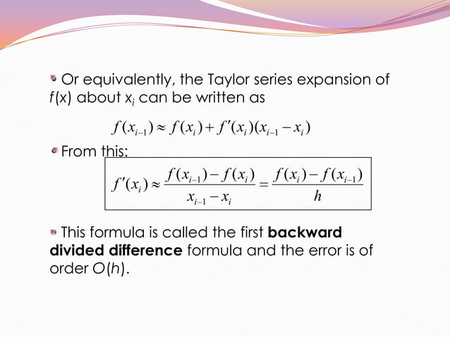 Numerical Differentiation Pptx Physics Science