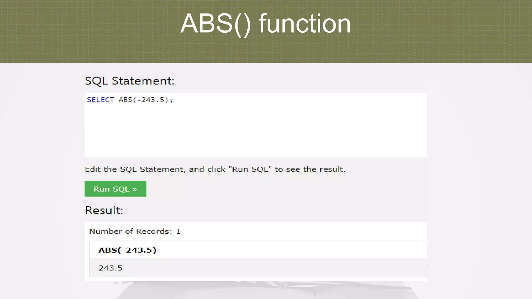 Numeric Functions In SQL Oracle PPT
