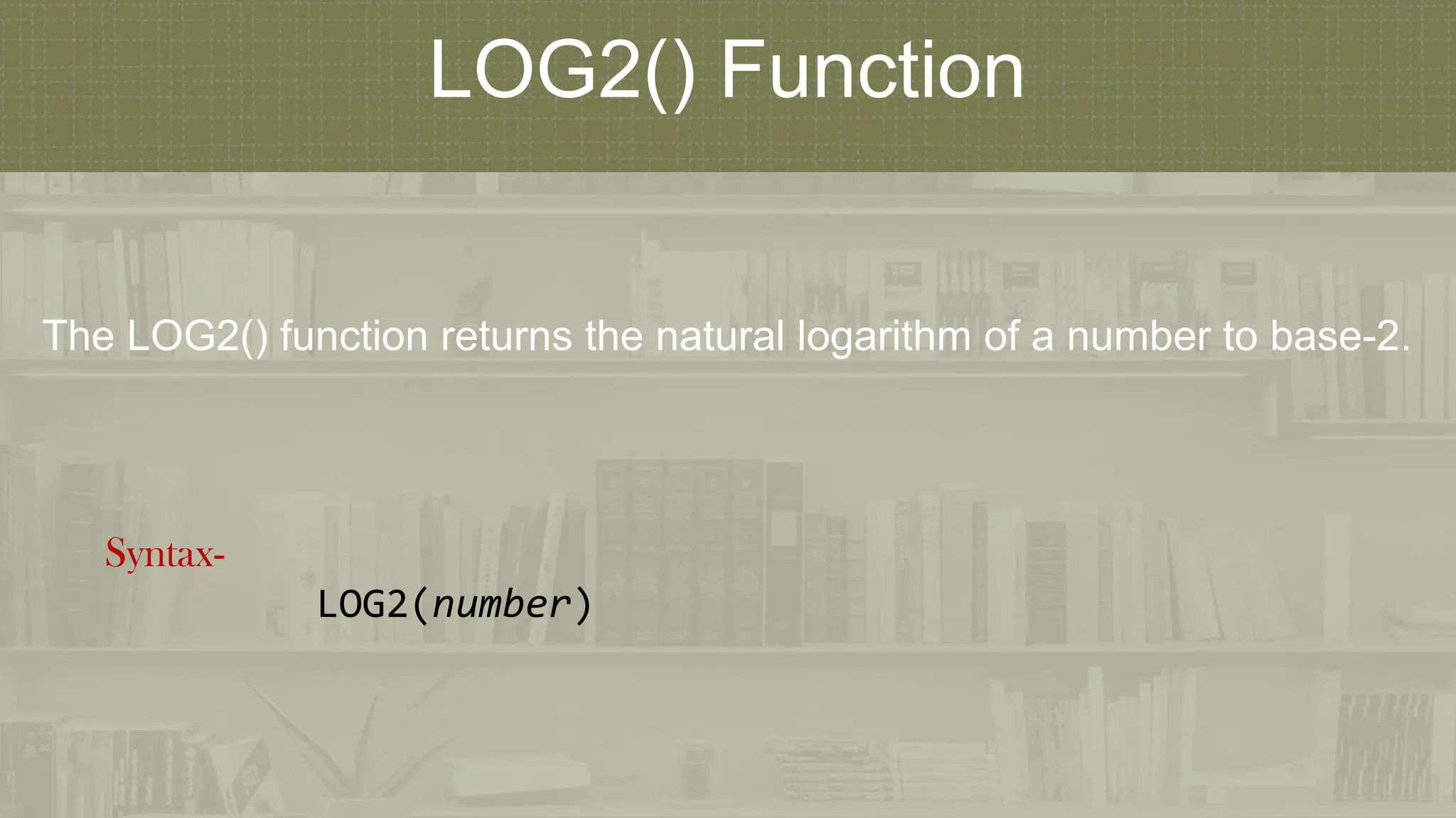 Numeric Functions In SQL Oracle PPT