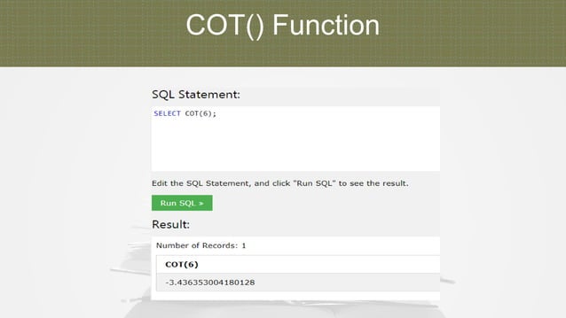 Numeric functions in SQL | Oracle | PPT | Databases | Computer Software and Applications