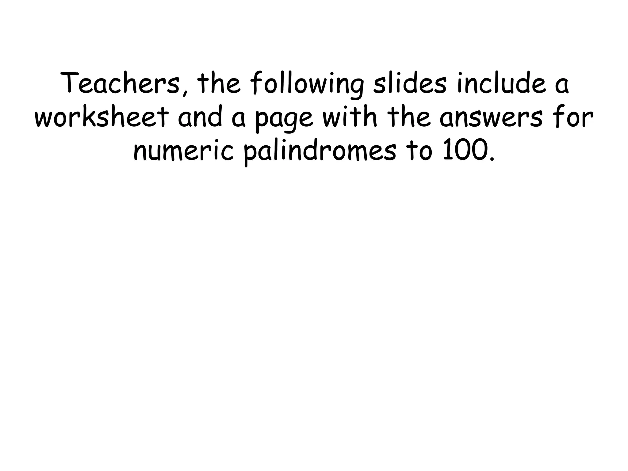 Numeric Palindromes | PPT