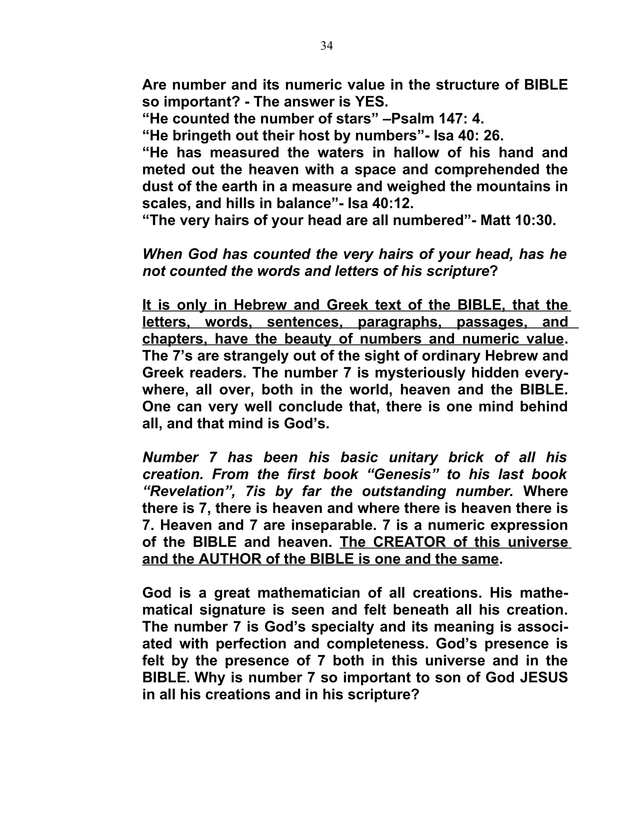 Numeric truth from the bible | DOC