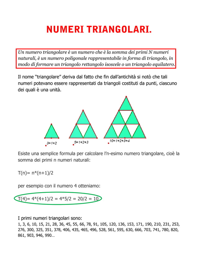 Ricerca sui numeri preferiti e numeri triangolari. | PDF