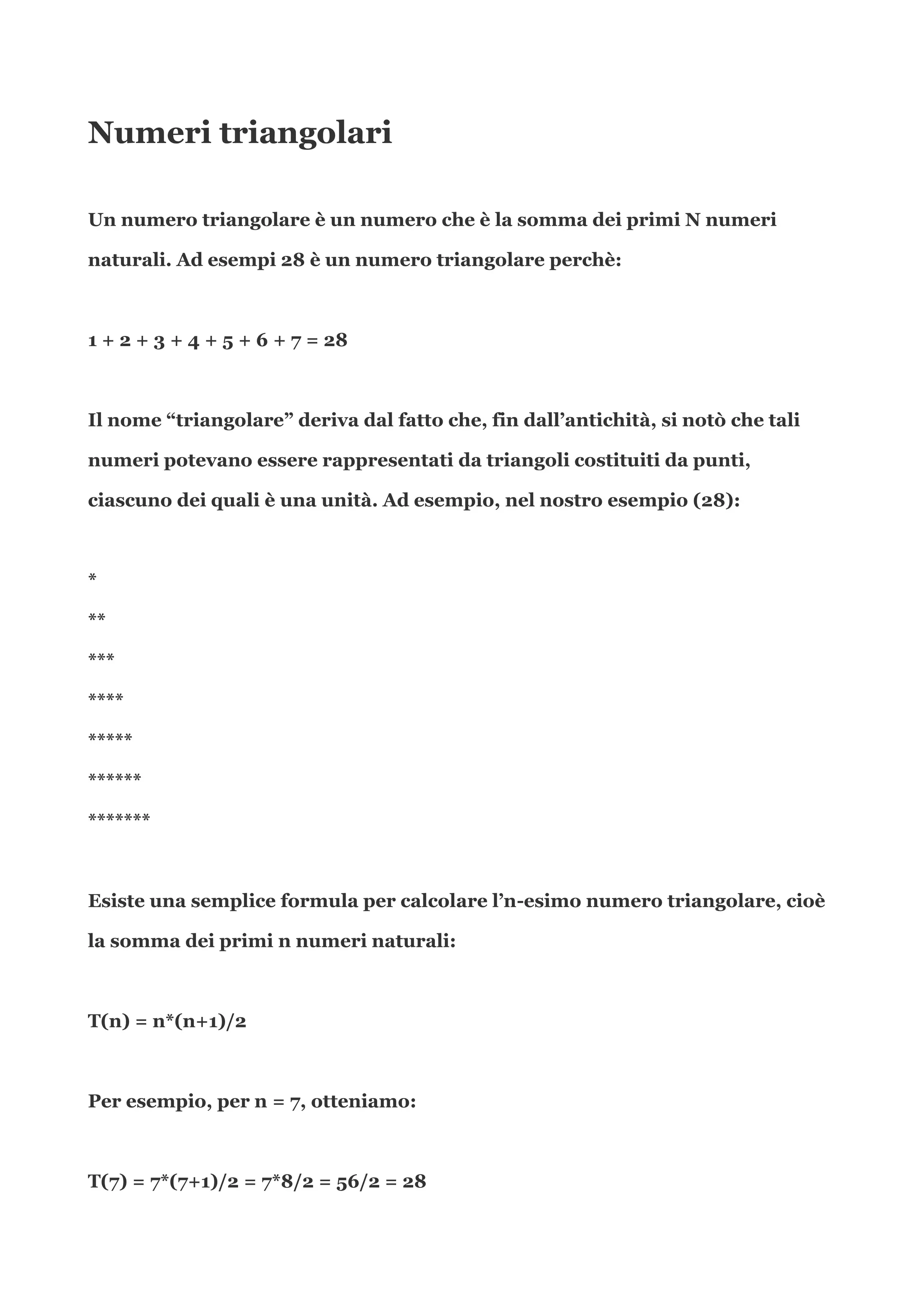 Numeri triangolari | DOCX