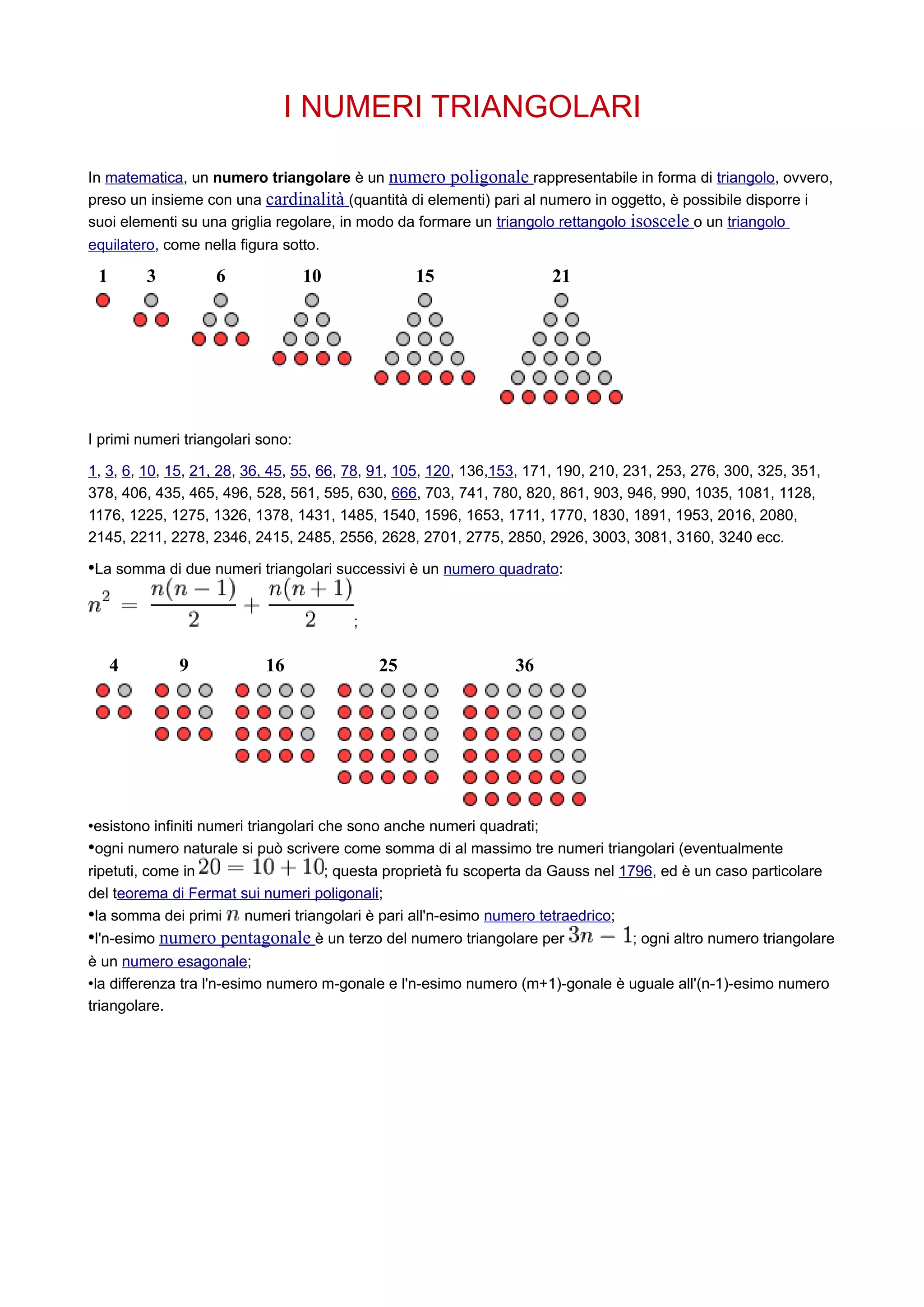 Numeri triangolari | ODT