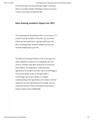 Numerology Missing Numbers in your Birth Chart | PDF