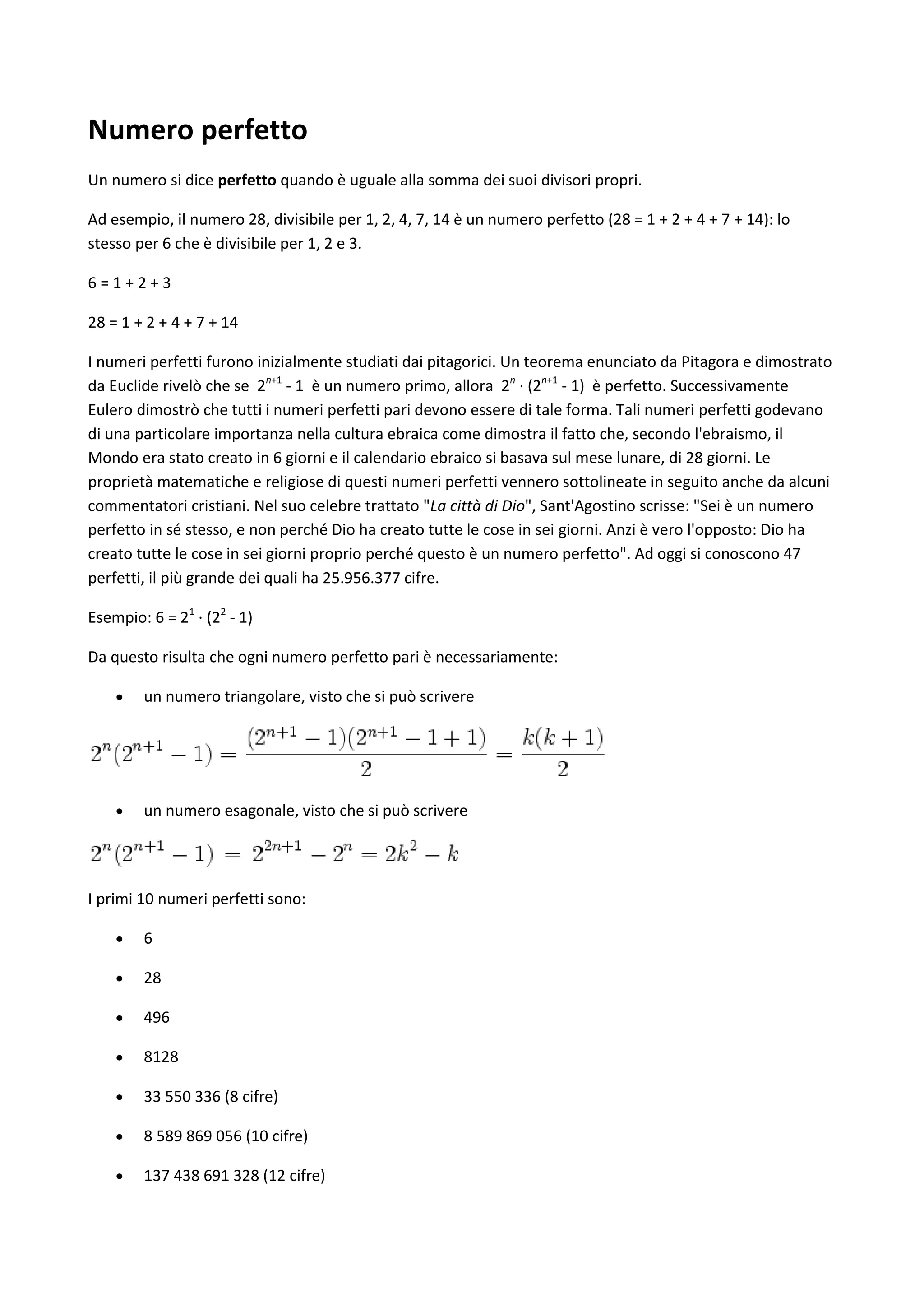 Numero perfetti | DOCX