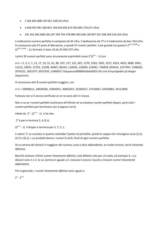 Numero perfetti | DOCX