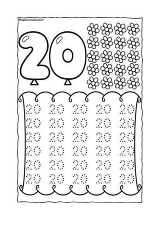 NUMEROS 11 AL 20 para preescolar repasar y colorear | PDF