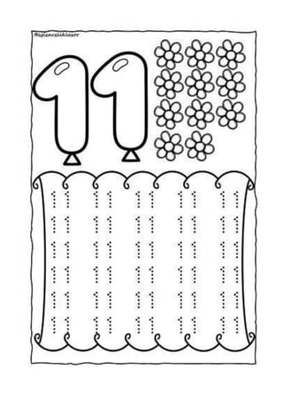NUMEROS 11 AL 20 para preescolar repasar y colorear | PDF