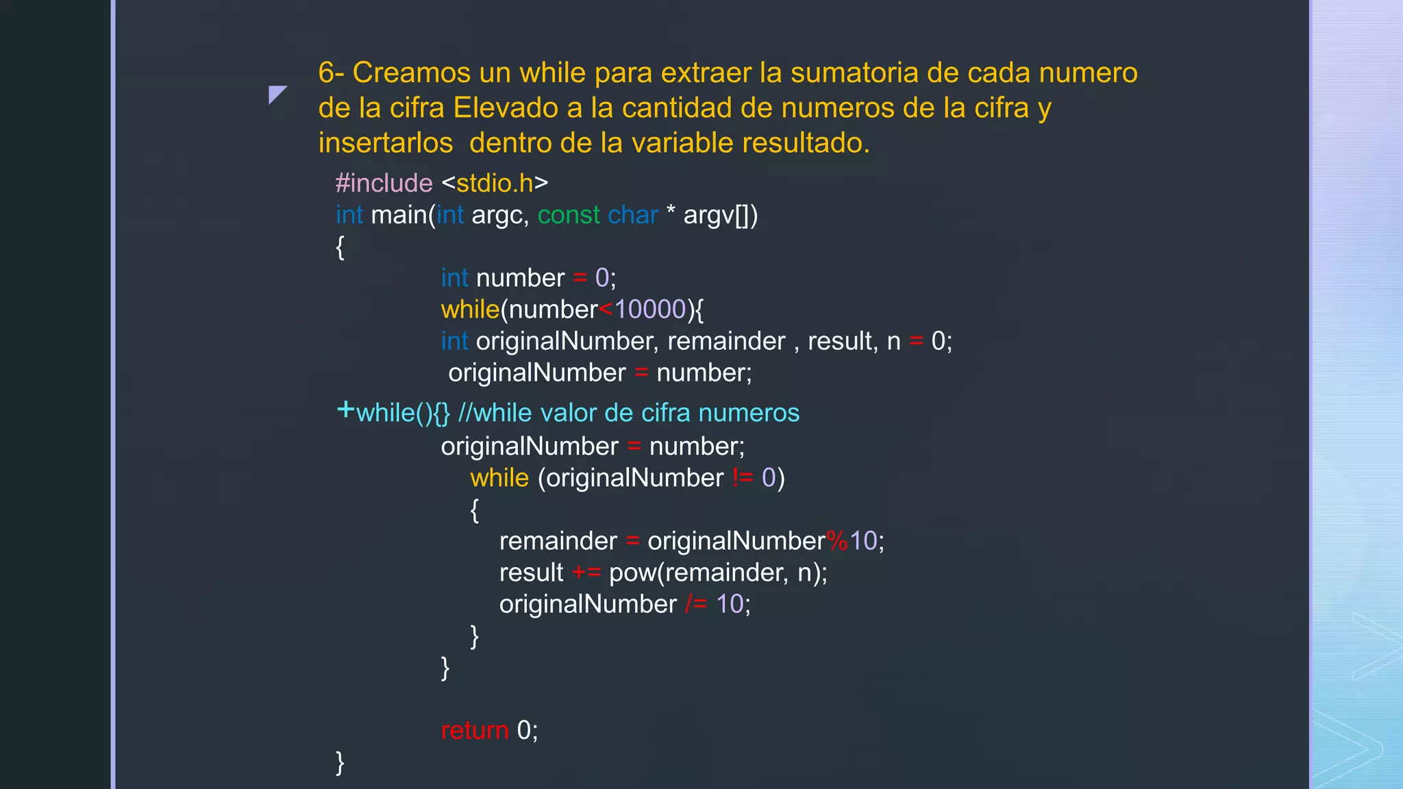 Numeros de armstrong en c programacion estructurada | PPTX